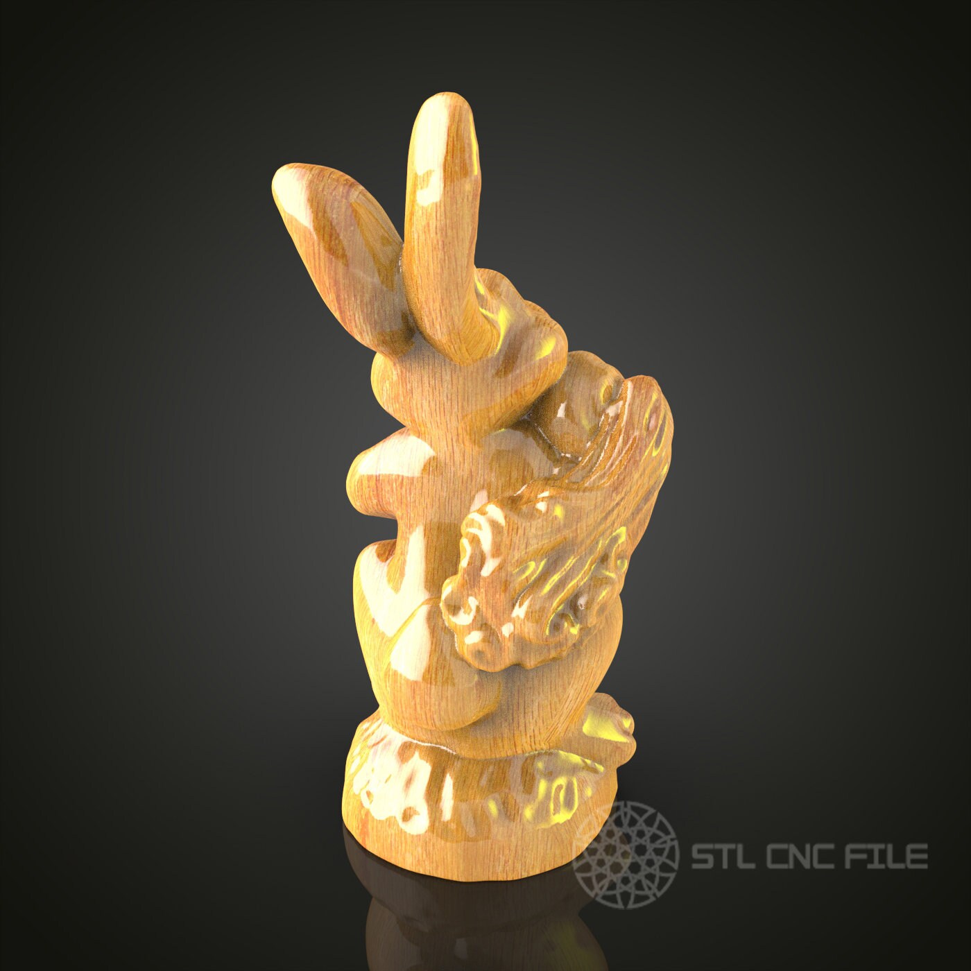 Rabbit Sculpture 3D STL Model for CNC Router - Whimsical Wood Art ...