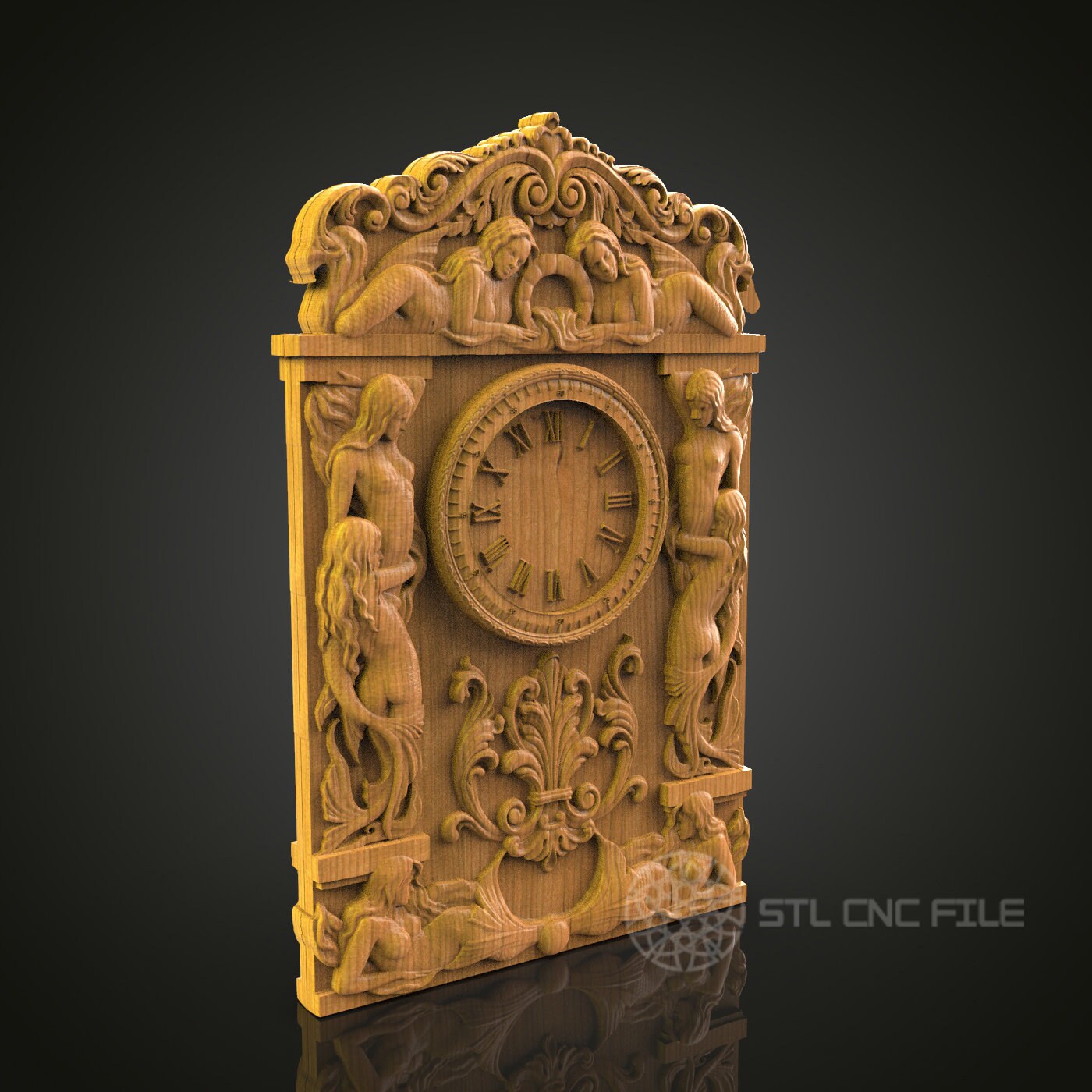 Ornate Clock Relief STL Model: CNC Router, 3D Printer (digital File) - Etsy
