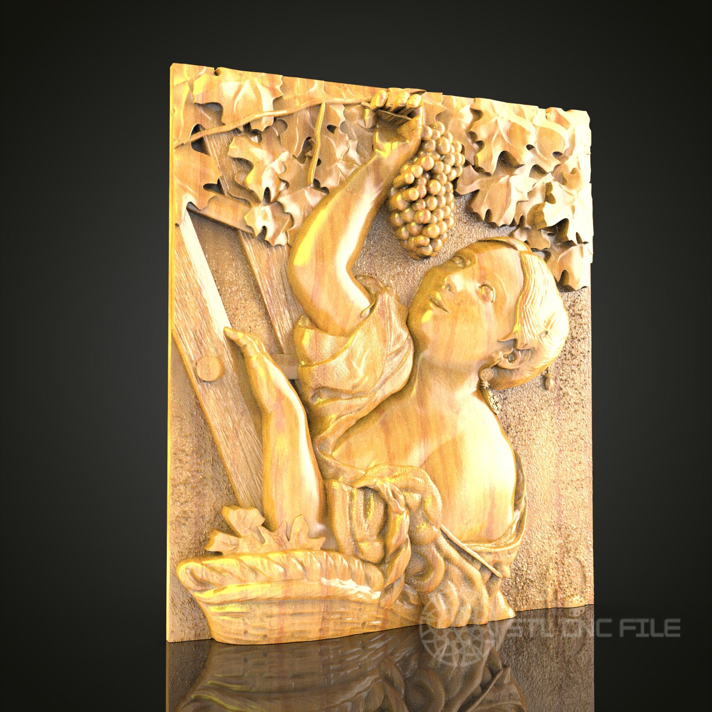 Classical Bacchante Relief STL Model for CNC Router - Grape Harvest ...