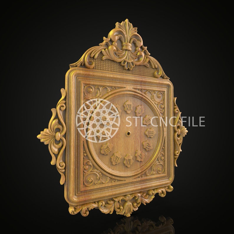 Baroque Clock STL Model, CNC Engraving File, Floral Wood Carving Art ...