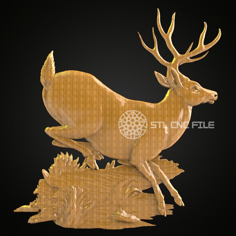 Deer Stag Wood Art STL Model for CNC Router Engraving - Artcam, Aspire ...