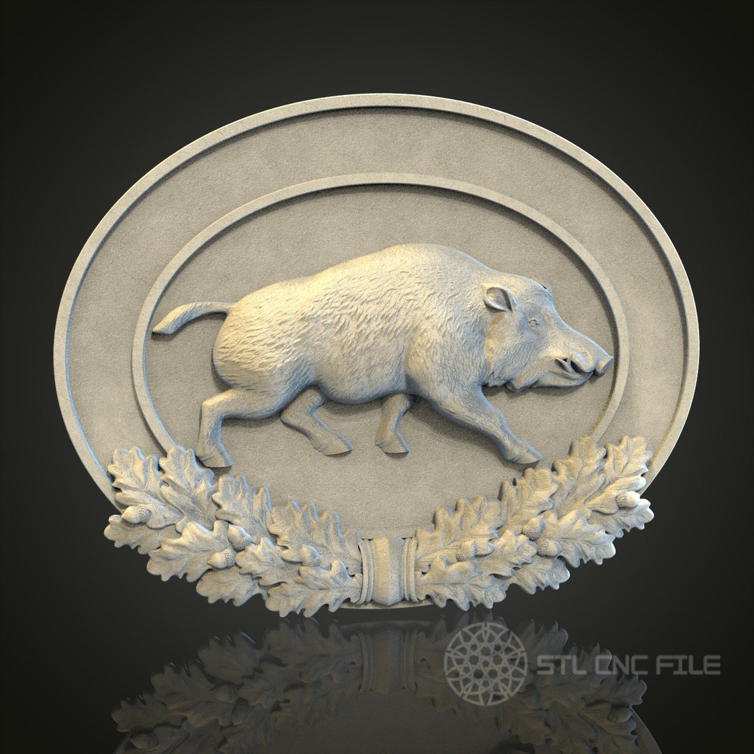 Wild Boar Plaque 3D STL File, CNC and 3D Printer Model, Hunting Decor ...