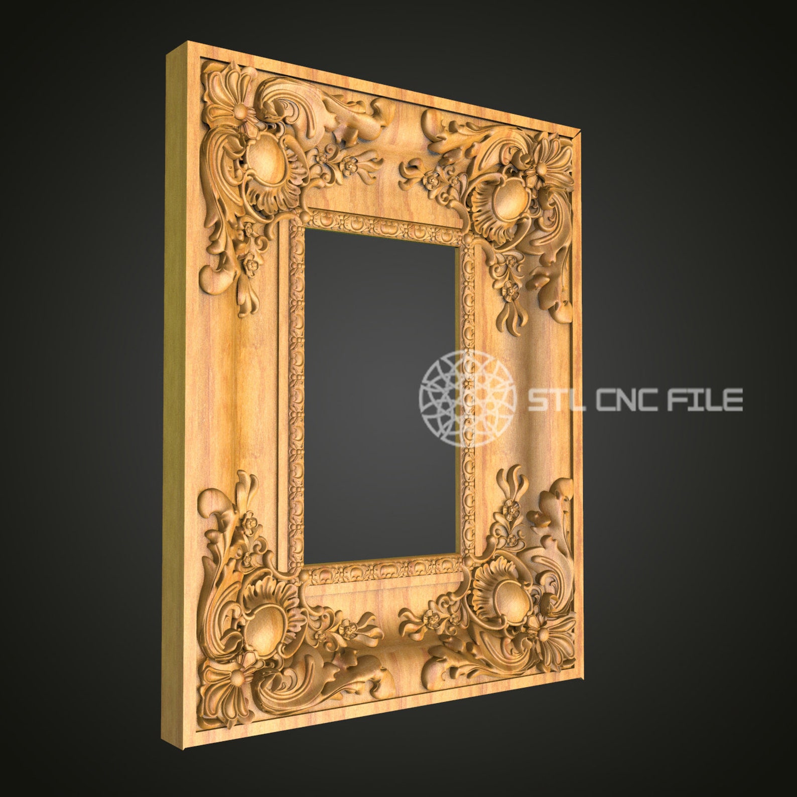 Exquisite Square Baroque Mirror Frame STL File, Ornate CNC Router ...