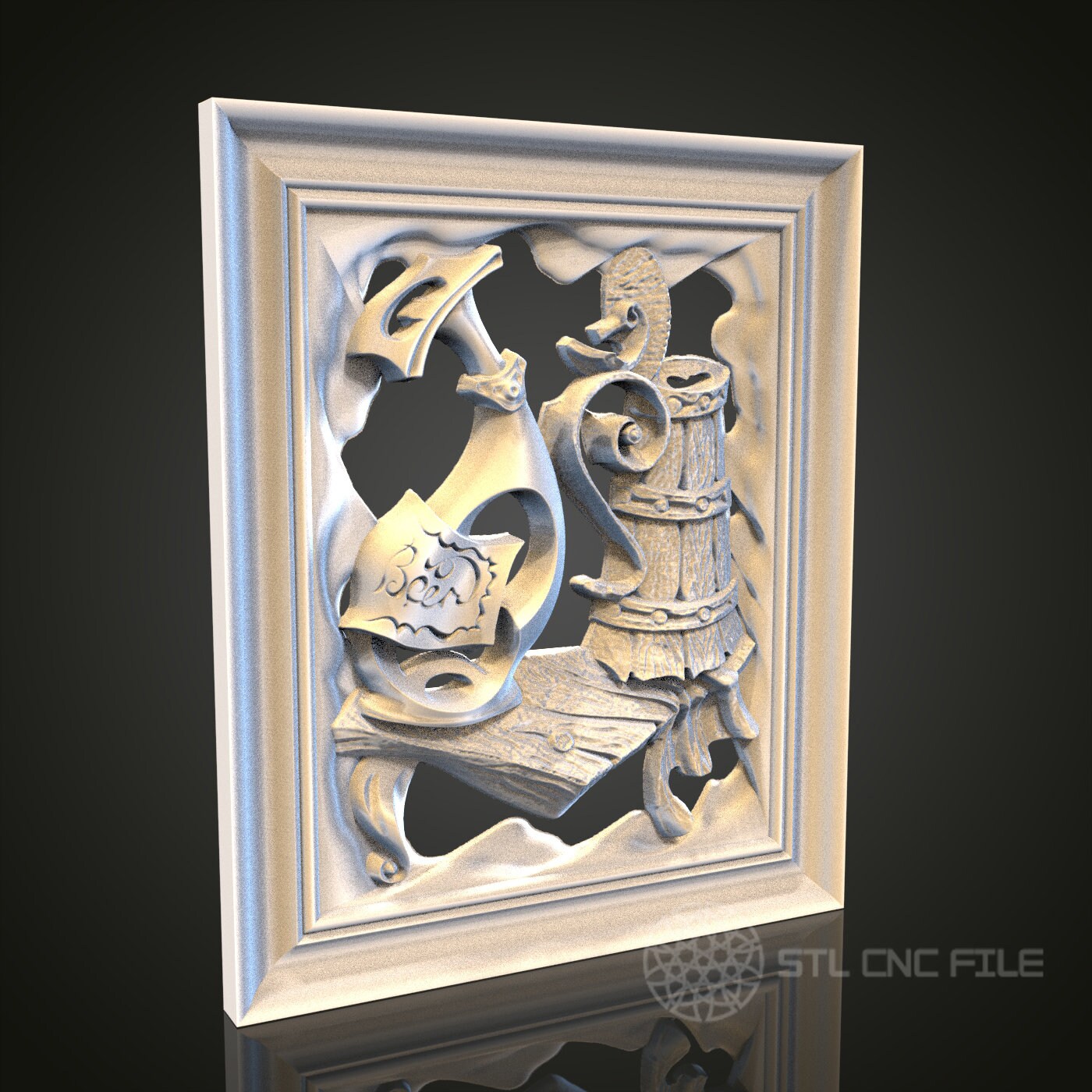 Beer Lovers 3D STL File, CNC and 3D Printer Model, Bar Decor, Artcam ...