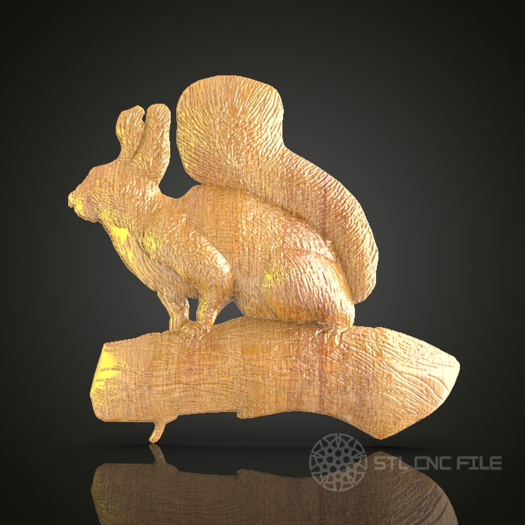Squirrel on Branch 3D STL Model: CNC Router Wood Wall Decor - Etsy