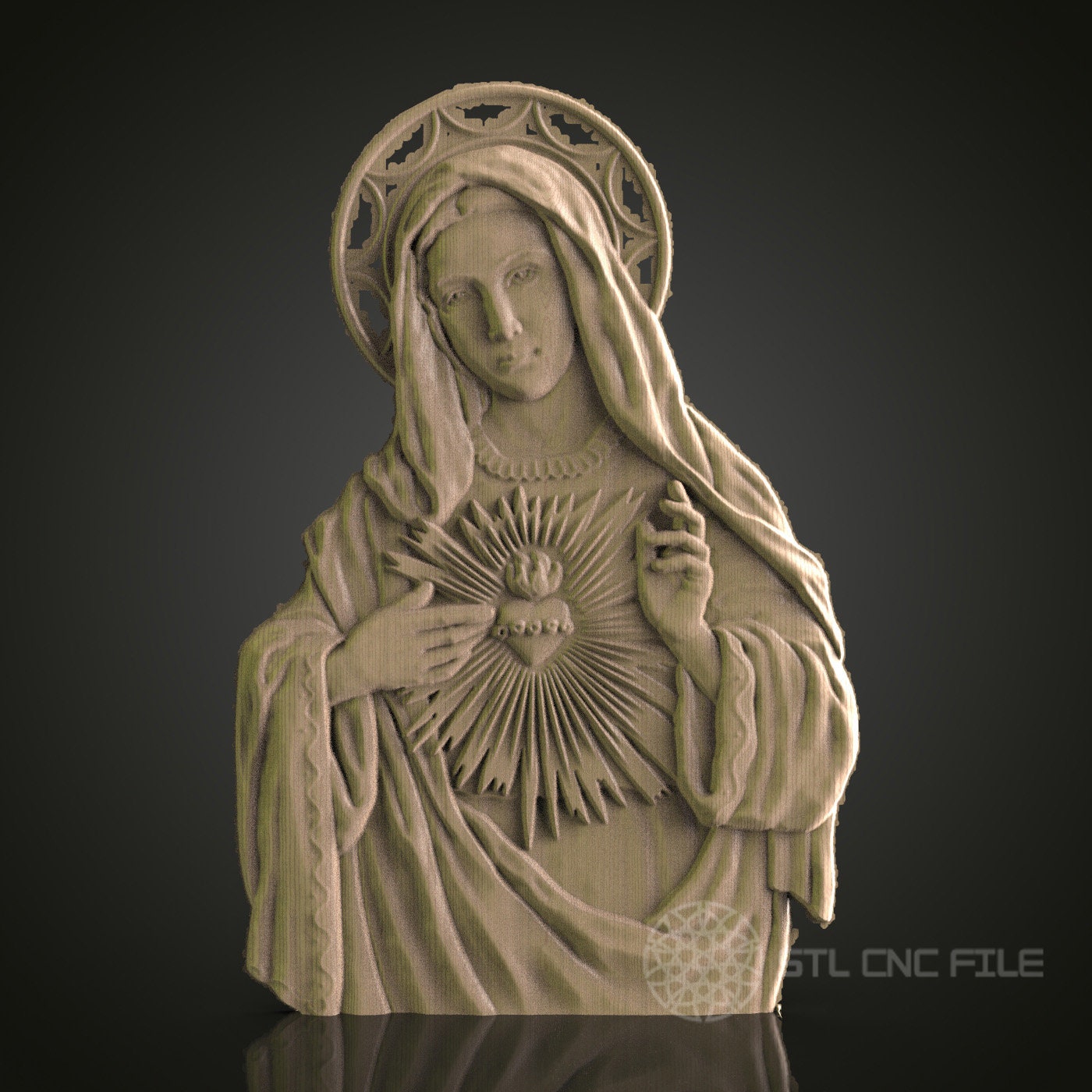 STL Model of Sacred Heart of Mary, CNC Router Engraver, Artcam, Aspire ...