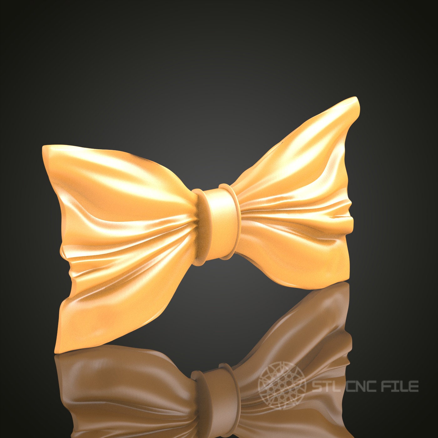 Golden Bow Tie STL Model for CNC Router, Elegant Wall Art, Wood Carving ...