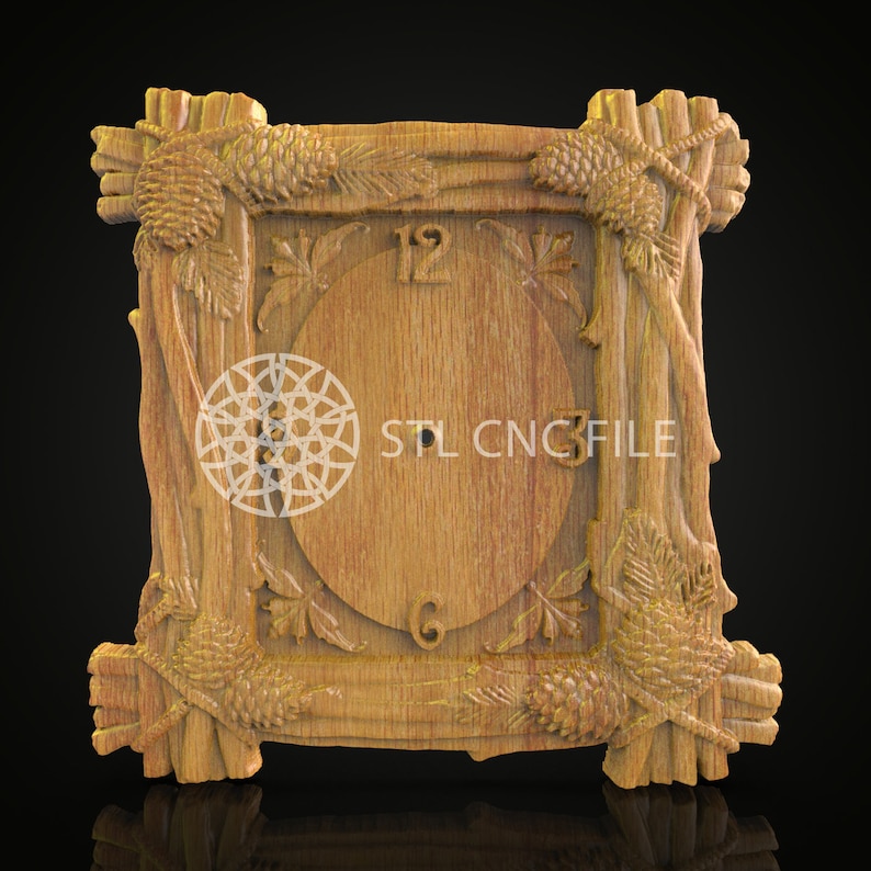 Rustic Pine Clock STL Model, Woodland CNC Router Engraving File, Forest ...
