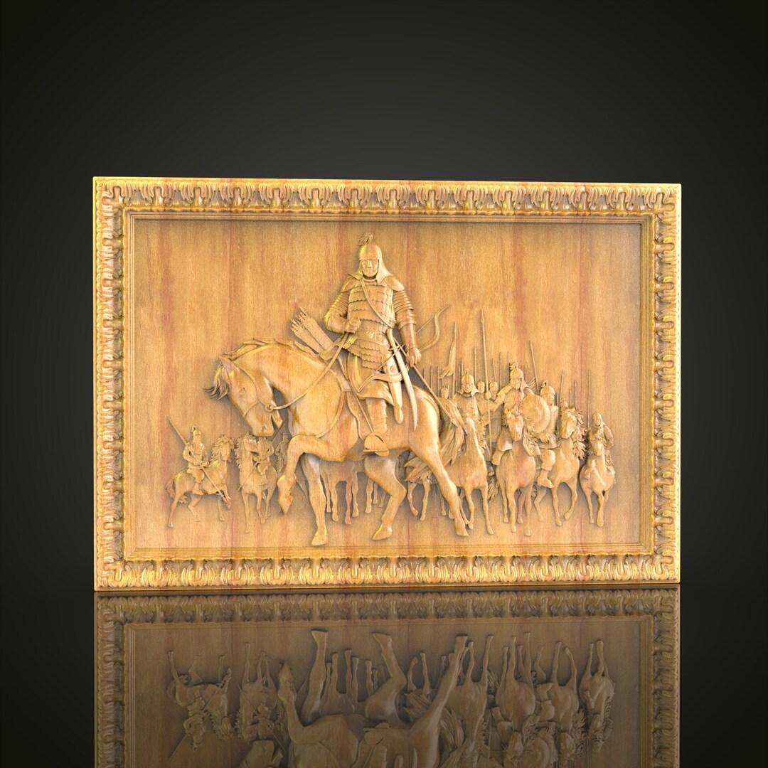 Medieval Cavalry Charge 3D Relief STL File for CNC, Historical Battle ...