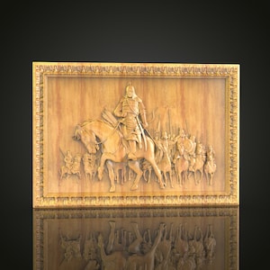 Medieval Cavalry Charge 3D Relief STL File for CNC, Historical Battle ...