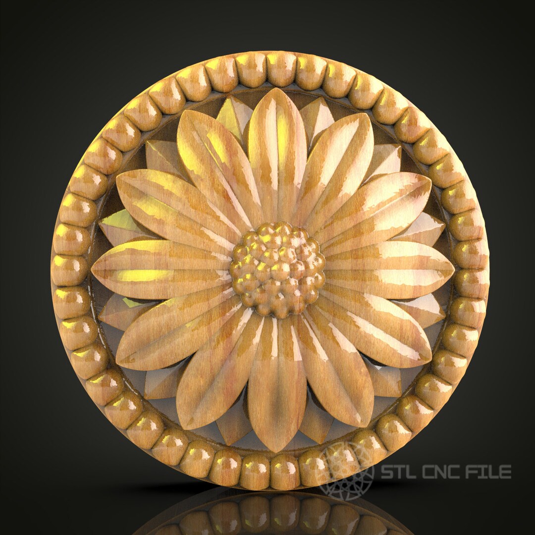 Sunflower Decorative Panel STL Model for CNC Router, Compatible With ...