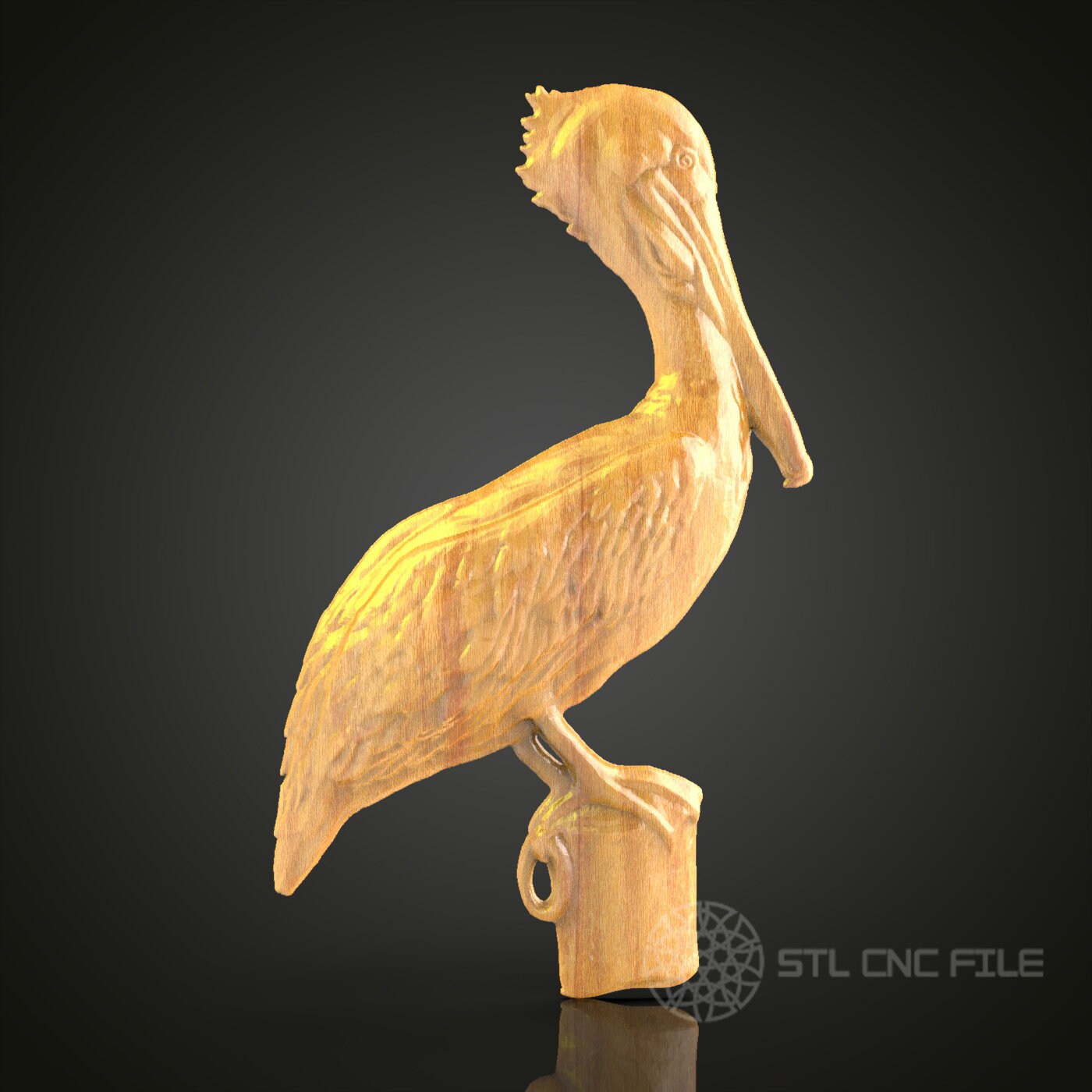 Perched Pelican STL Model: CNC Engraving for Coastal Decor - Etsy