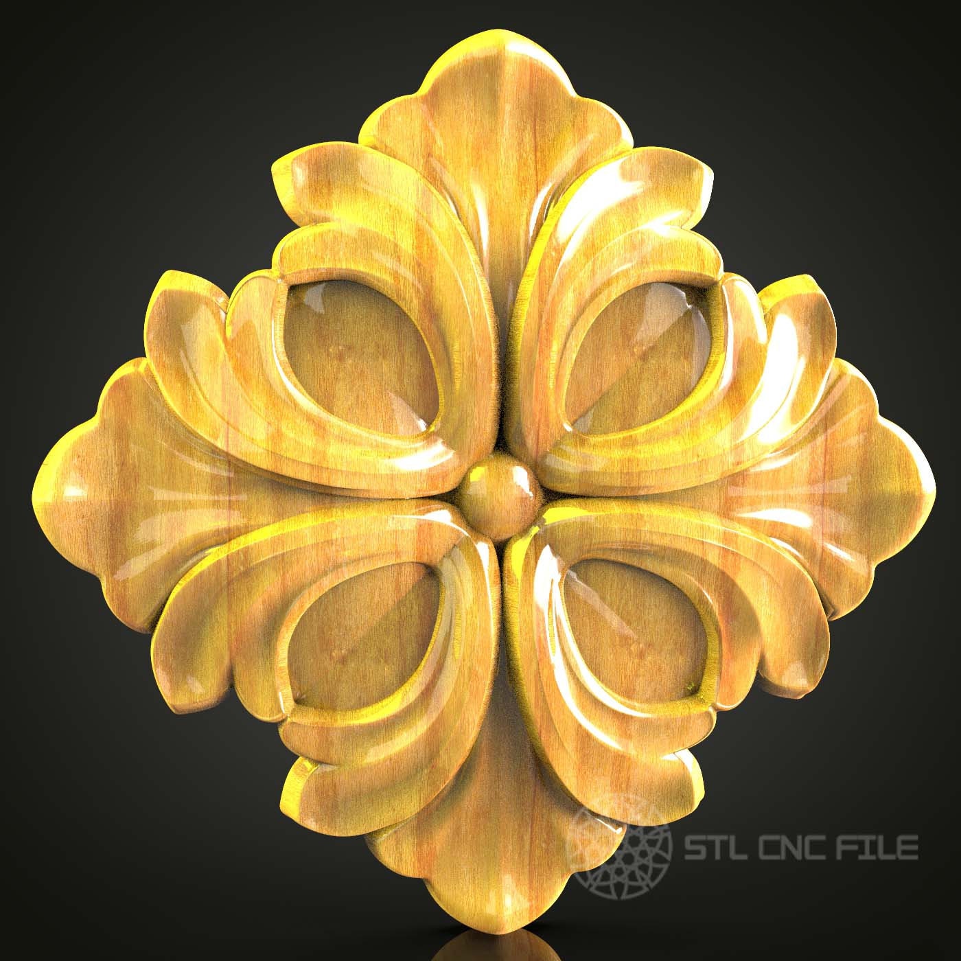 Floral Rosette STL Model for CNC Router - Decorative Wood Art for ...