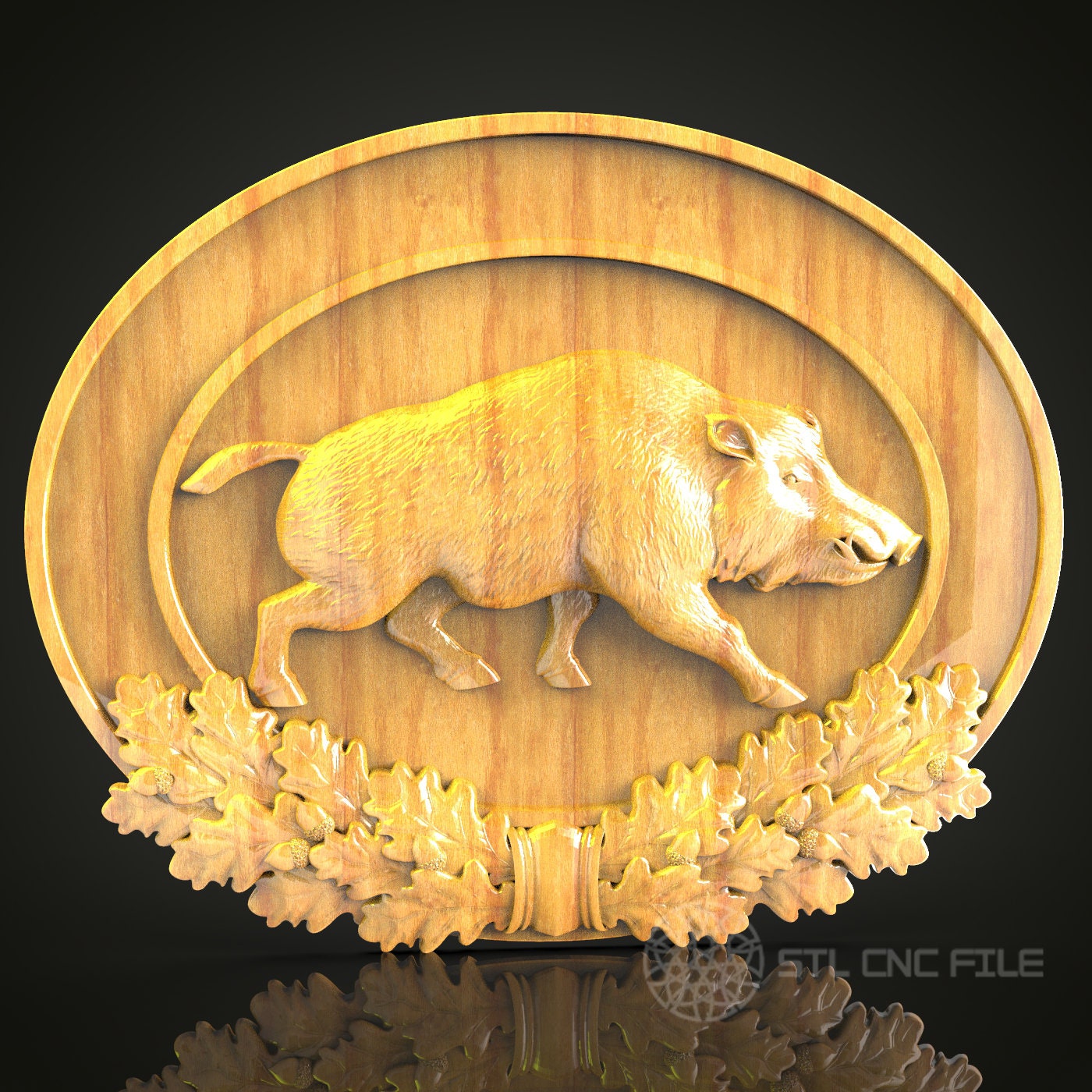 Wild Boar Wood Carving STL Model for CNC Routers, Artcam Aspire ...