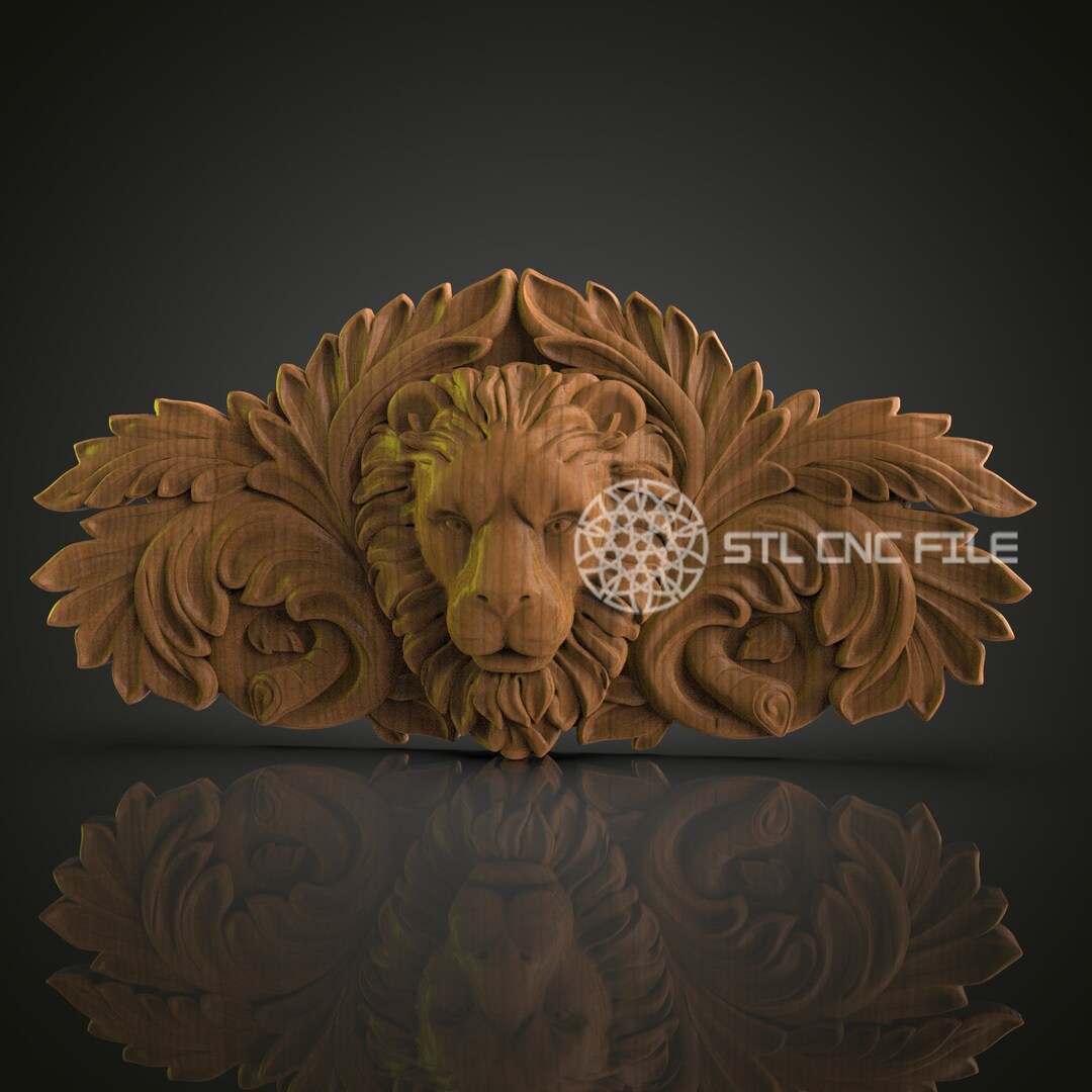 Majestic 3D Carved Lion Head STL File for CNC and 3D Printing - Ornate ...