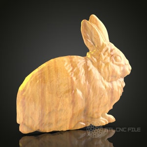 Rabbit 3D STL Model for CNC Router Detailed Bunny Wood Carving Digital ...