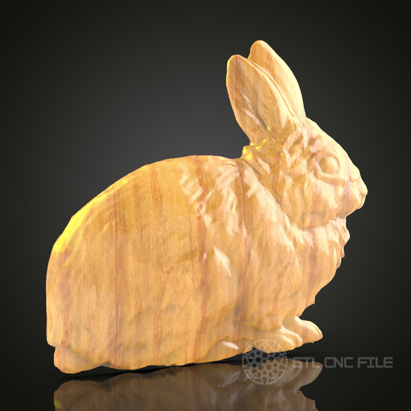 Rabbit 3D STL Model for CNC Router - Detailed Bunny Wood Carving ...