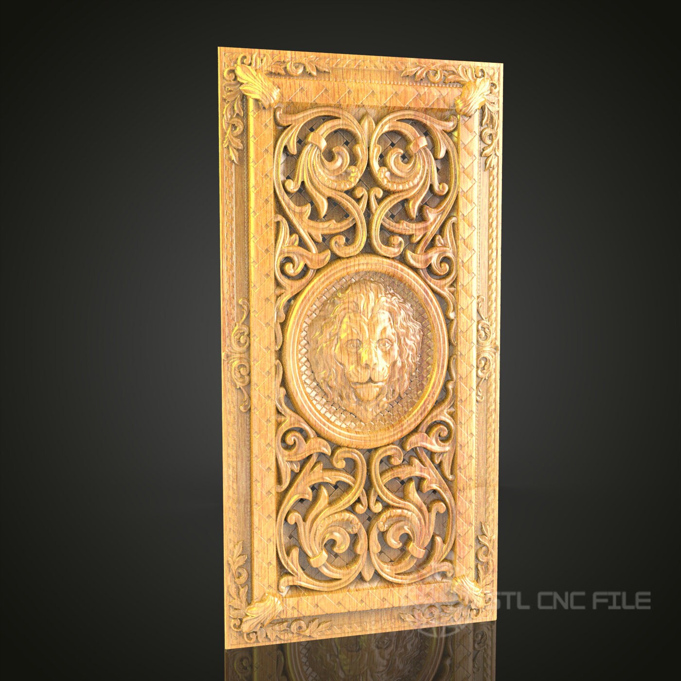Baroque Lion Medallion 3D STL Model - CNC Router Engraving File ...