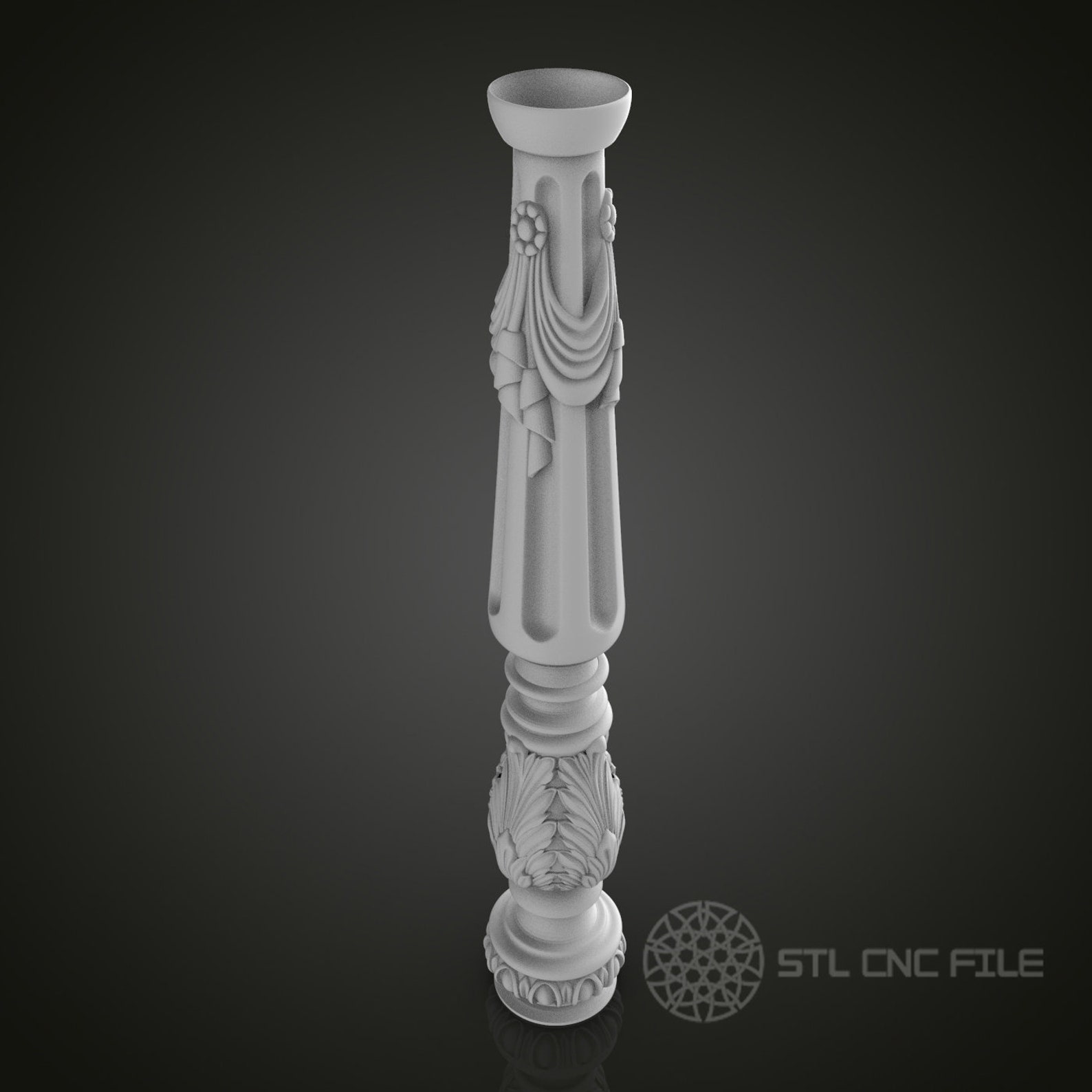 Classic Carved Column STL Model for CNC Router - Ideal for Artcam ...