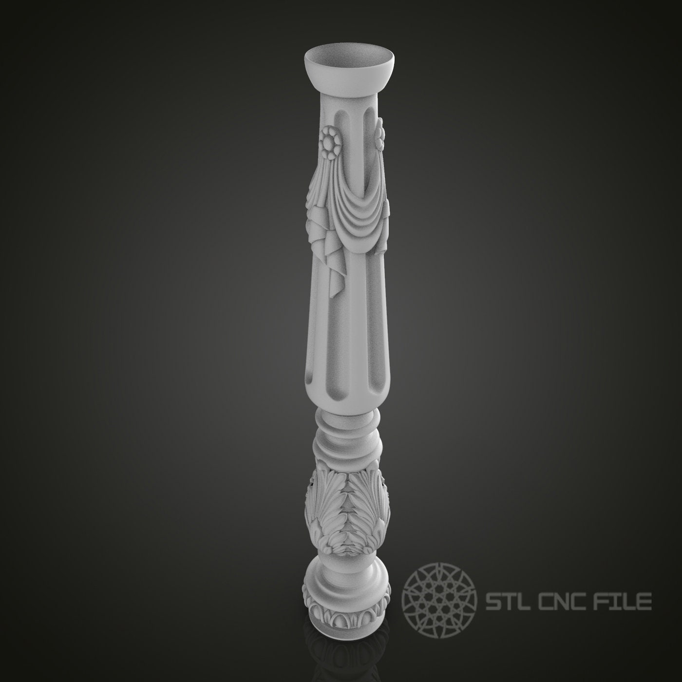 Classic Carved Column STL Model for CNC Router - Ideal for Artcam ...