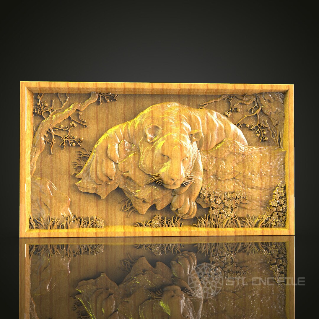Sleeping Tiger STL Model for CNC – Perfect for Majestic Wood Art ...