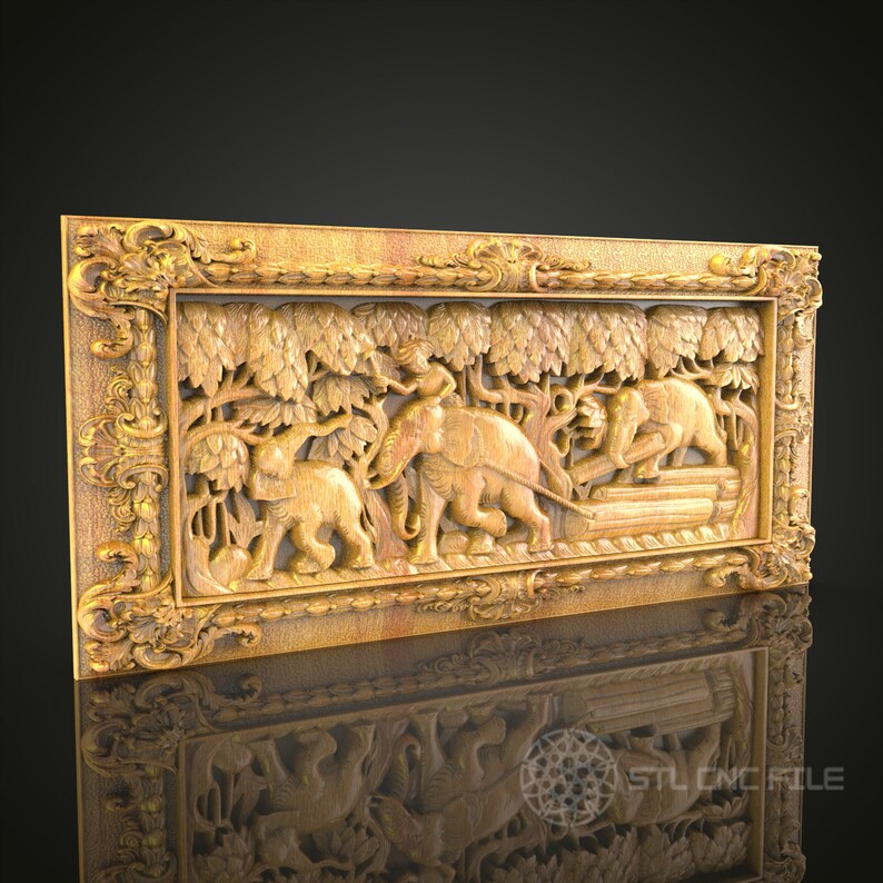 Jungle Safari 3D Relief STL File for CNC, Exotic Wildlife Wood Wall Art ...