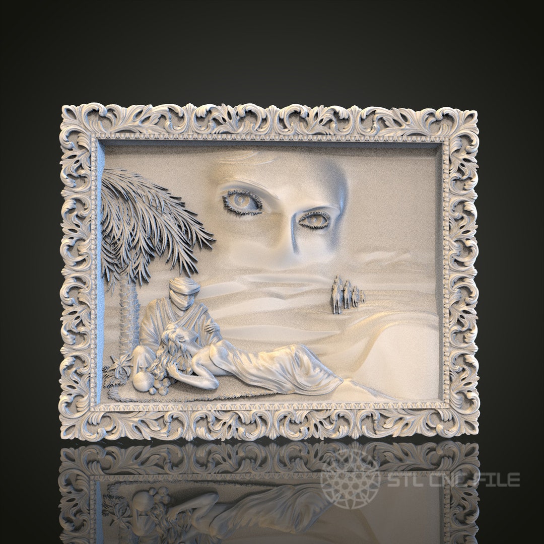 3D Desert Scene Relief STL Model for CNC Router Engraver - Exotic Wall ...