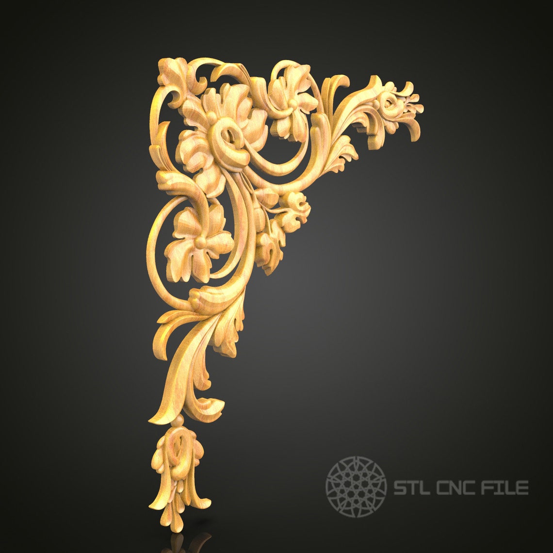 Elegant Floral Scrolls CNC Router Engraver STL Model – Ideal for Artcam ...