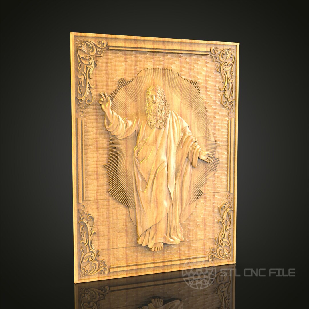 Divine Radiance 3D Relief Model for CNC – Sacred Figure Art, Ornate ...