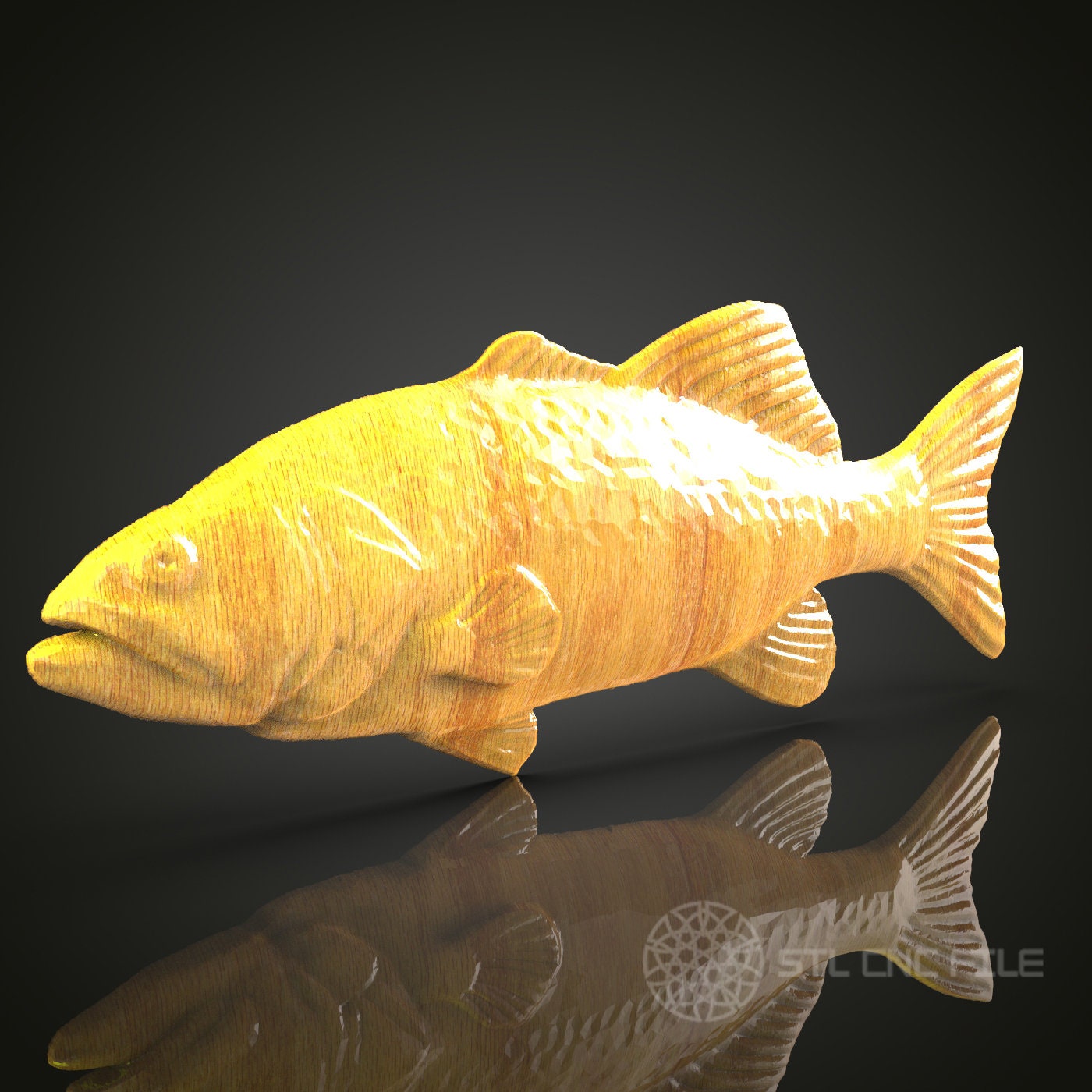 Fish 3D STL Model for CNC Router - Aquatic Life Wood Carving Digital ...