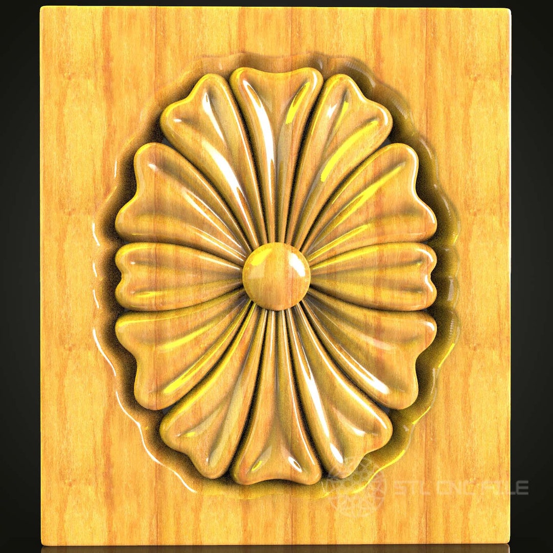STL Model Flower Rosette for CNC Router, Artcam, Aspire Files - Wood ...