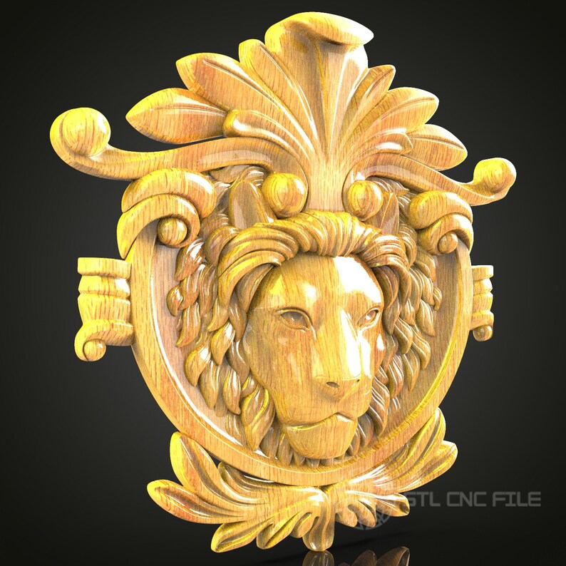 Lion Crest STL Model for CNC Routers, Regal Artcam Aspire Wood ...