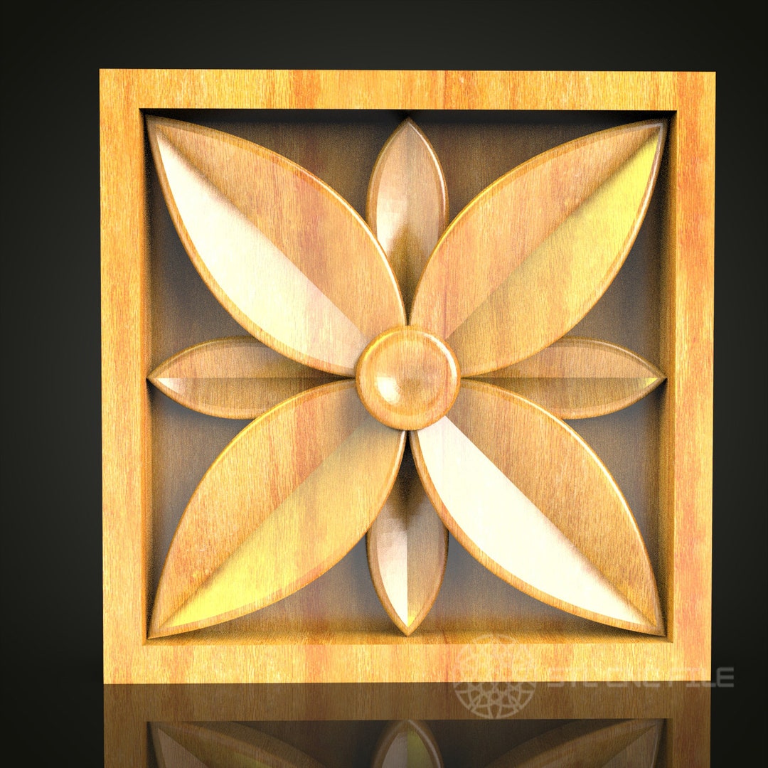 Star-shaped Floral Panel STL Model for CNC Router, Compatible With ...