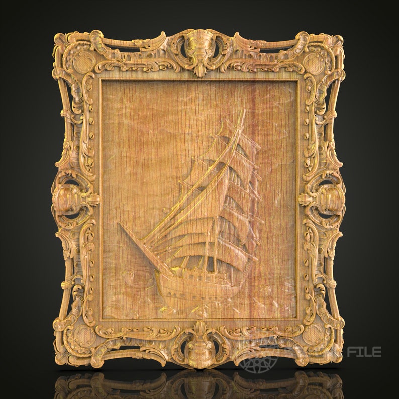 Sailing Ship 3D STL Model - CNC Router File for Nautical Wood Carving ...