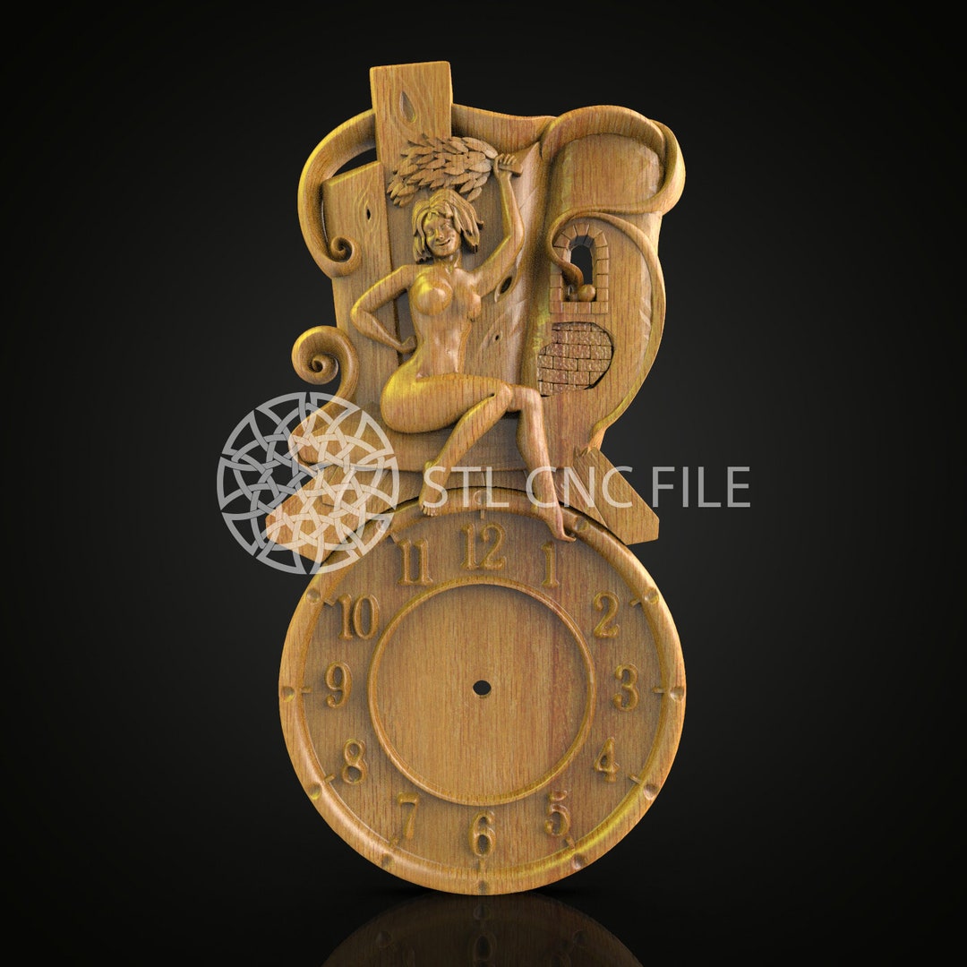 Mystical Mermaid Clock STL Model, CNC Router Engraving, Nautical Wood ...