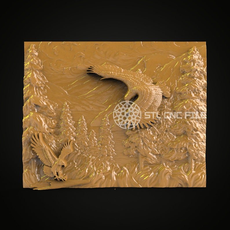 Forest Eagles 3D STL Model, CNC Router Engraving File, Artcam & Aspire ...