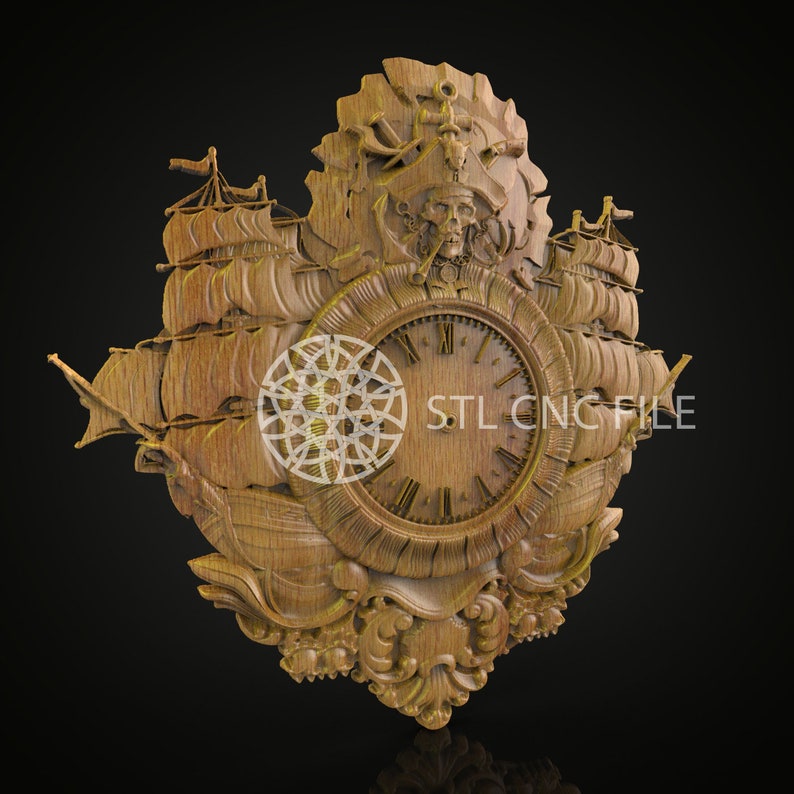 Nautical Fleet 3D STL Clock Model - CNC Carving Art, Maritime Ship ...