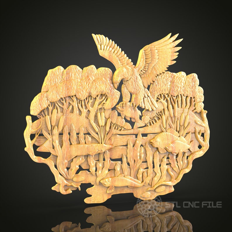 Wildlife Scene STL Model for CNC Router - Eagle & Forest Animals ...