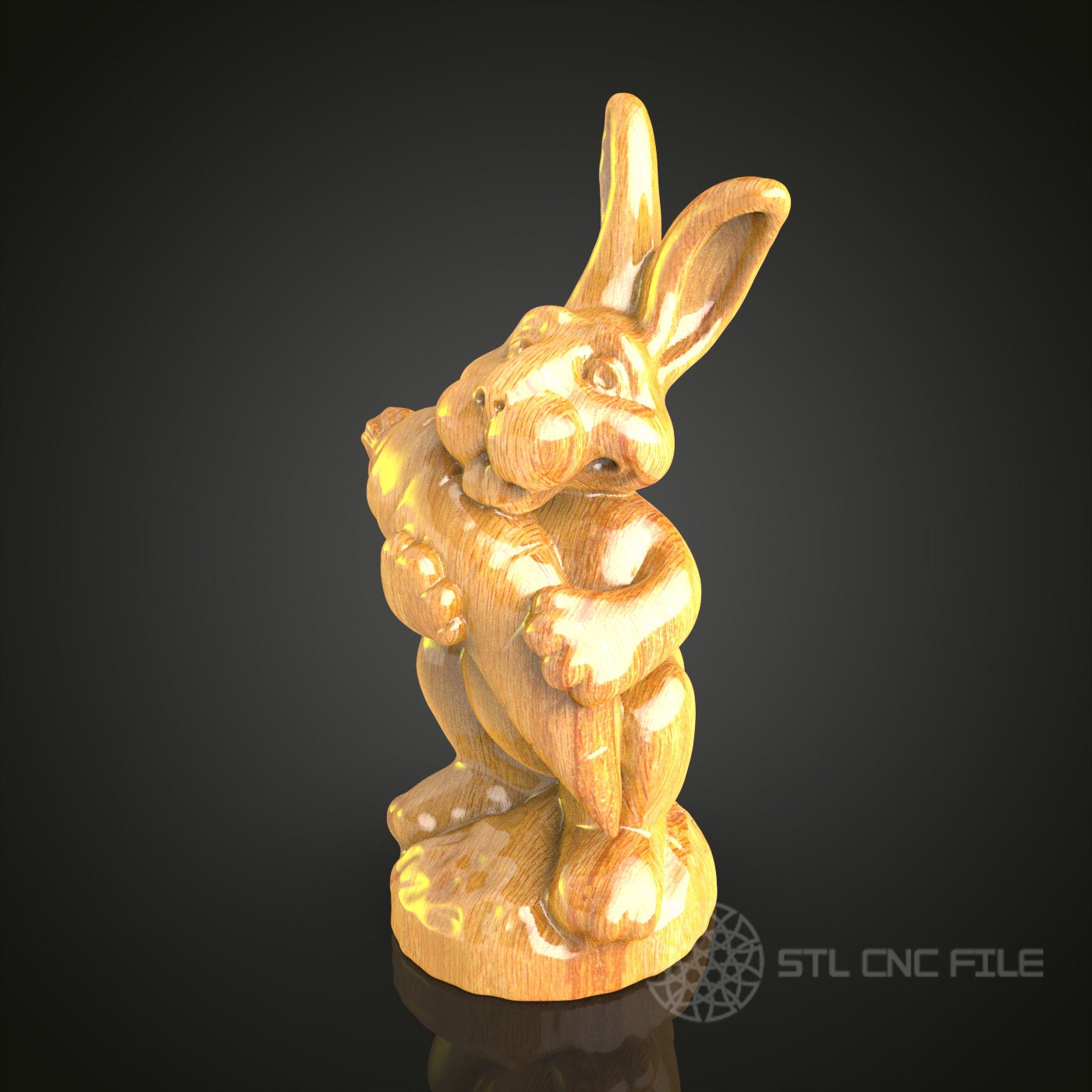 Rabbit Sculpture 3D STL Model for CNC Router - Whimsical Wood Art ...