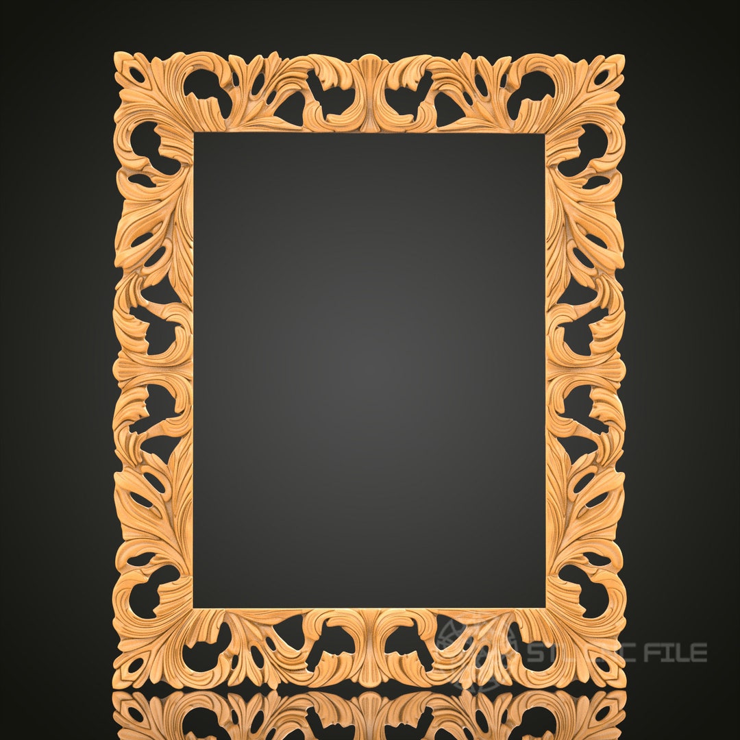 Elegant Leafy Rectangular Frame STL Model for CNC Router Engraver and ...