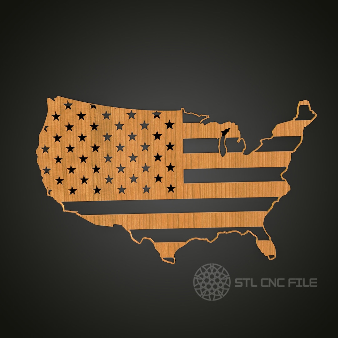 USA Flag STL Model for CNC Router, Wood Wall Art Files, Engraver Cnc ...