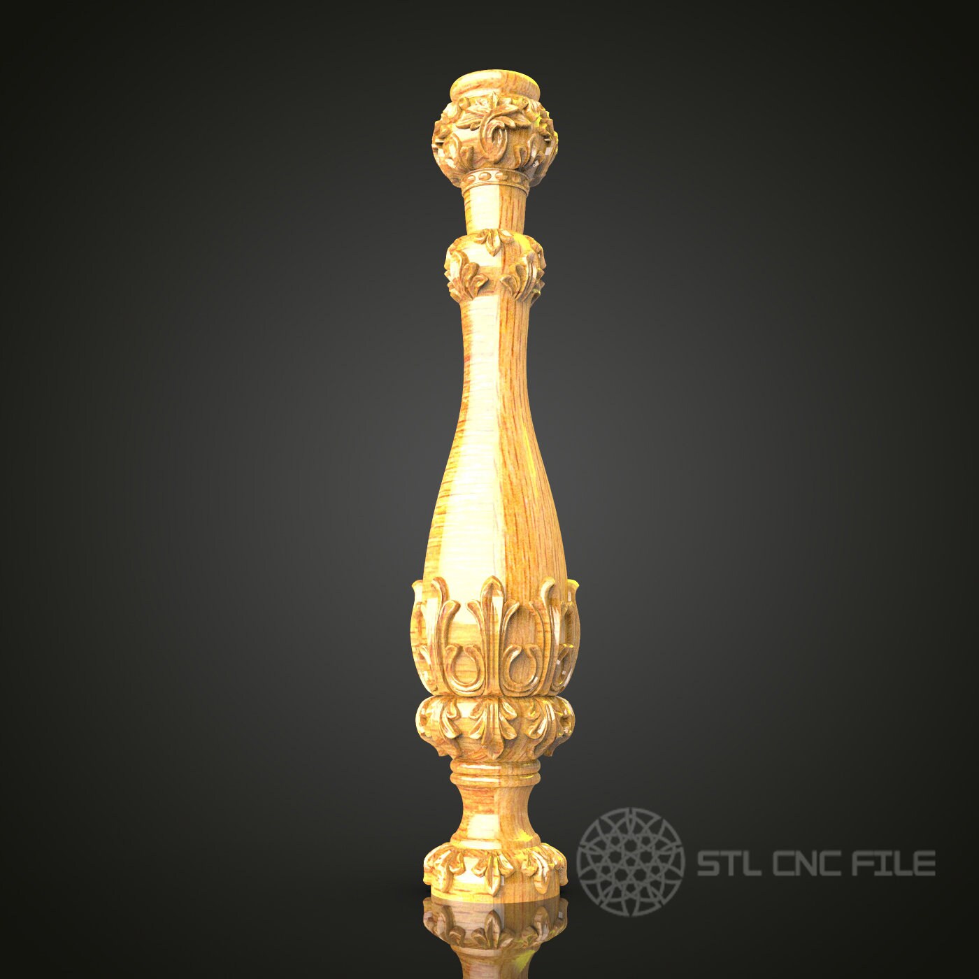 Ornate Architectural Column STL Model for CNC Router - Ideal for Artcam ...