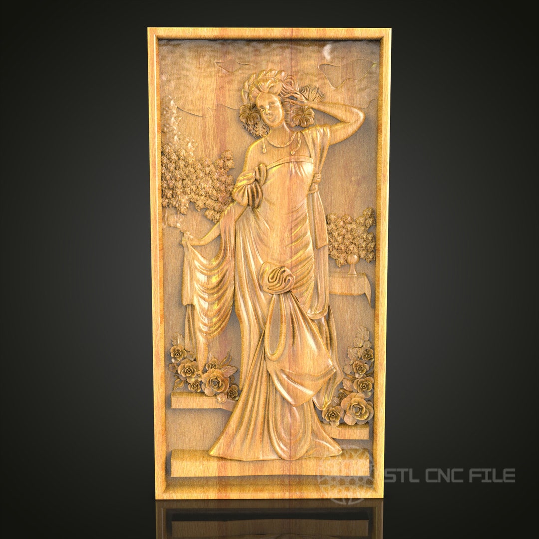 Classical Goddess 3D Relief STL File for CNC, Elegant Mythological Wood ...