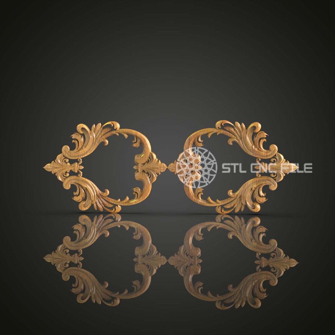Baroque Corner Ornaments STL File for CNC, Elegant Scrollwork Artcam ...