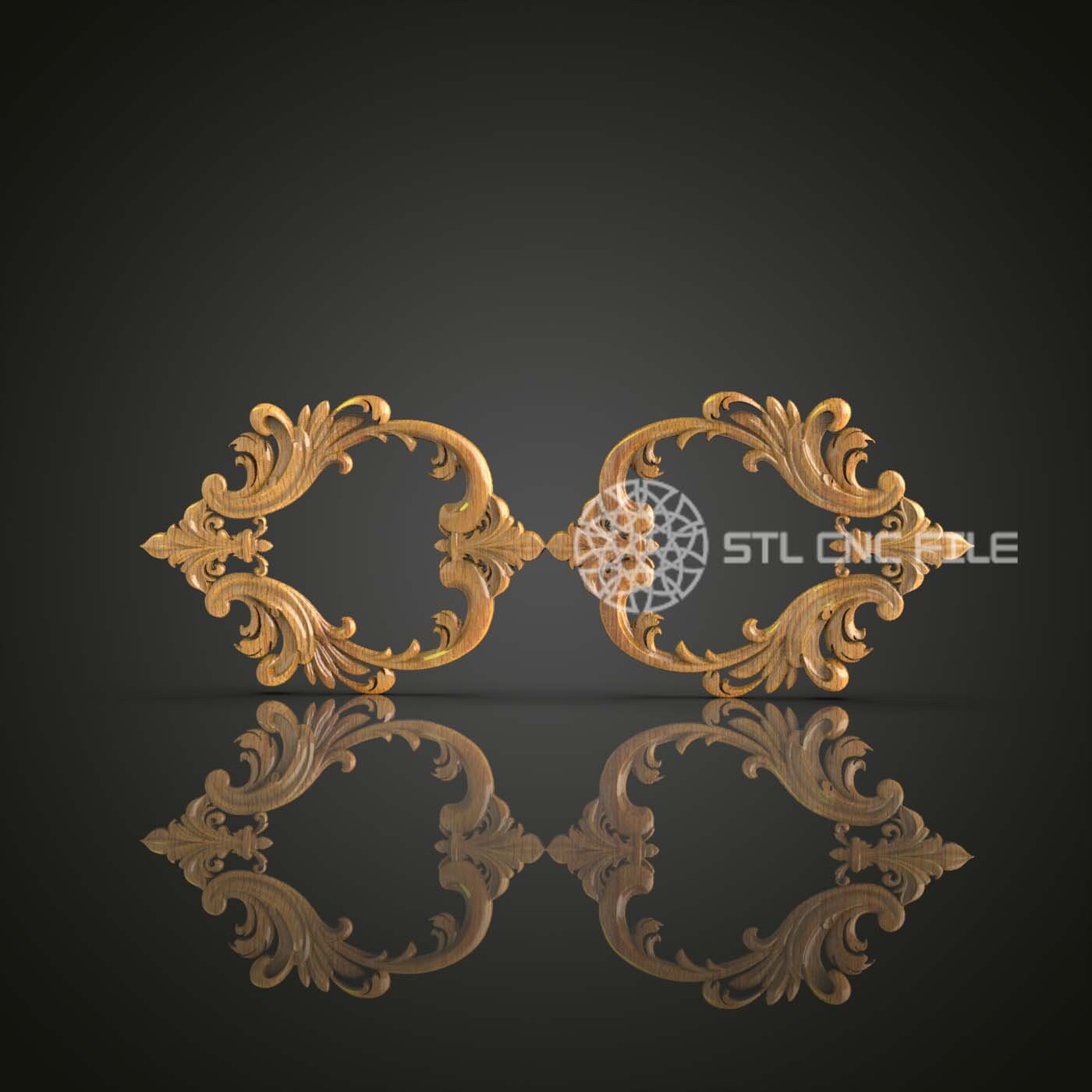 Baroque Corner Ornaments STL File for CNC, Elegant Scrollwork Artcam ...