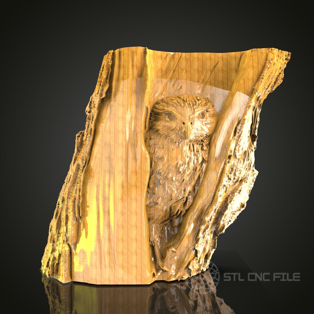 Majestic Owl in Tree STL File for CNC, 3D Wood Carving, Artcam Aspire ...