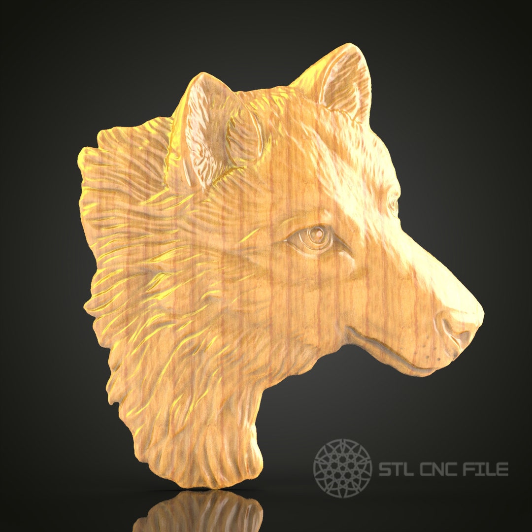 Wolf Head 3D STL Model for CNC Carving - Wood Art, Animal Sculpture ...