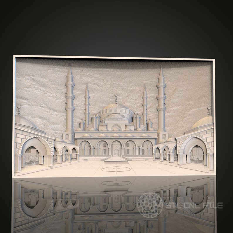 3D Mosque Relief STL Model for CNC Router Engraver, Artcam, Aspire ...