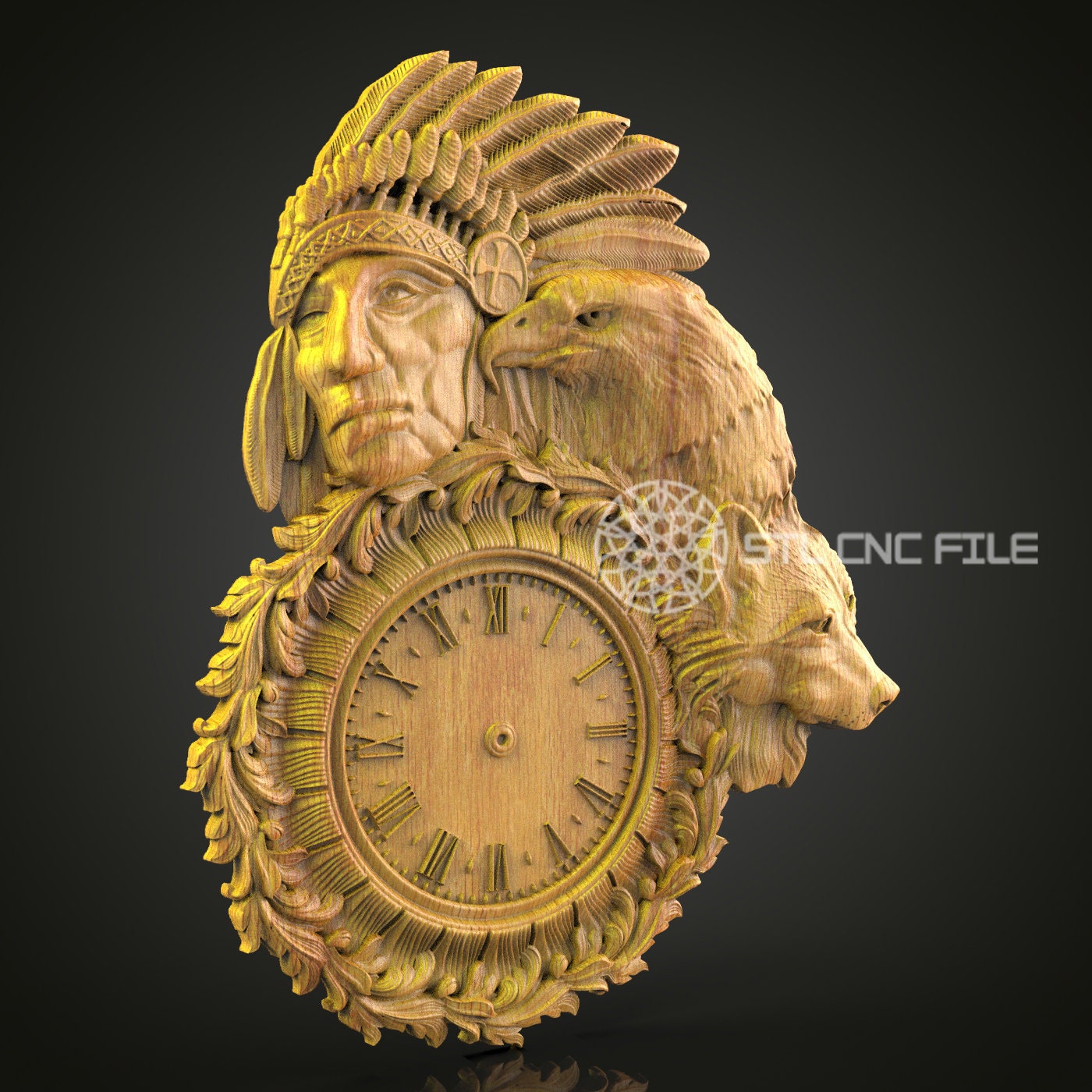 Tribal Chief Clock STL Model: CNC Router Engraving File - Etsy