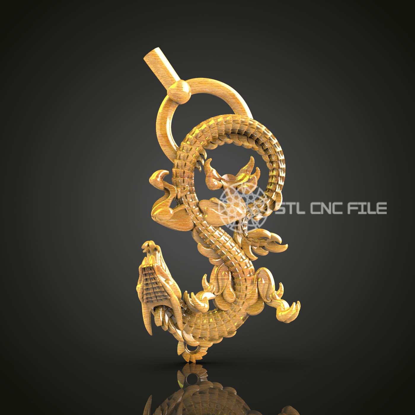Intricate Dragon Amulet STL Model, CNC Engraving Design, Artcam Aspire ...